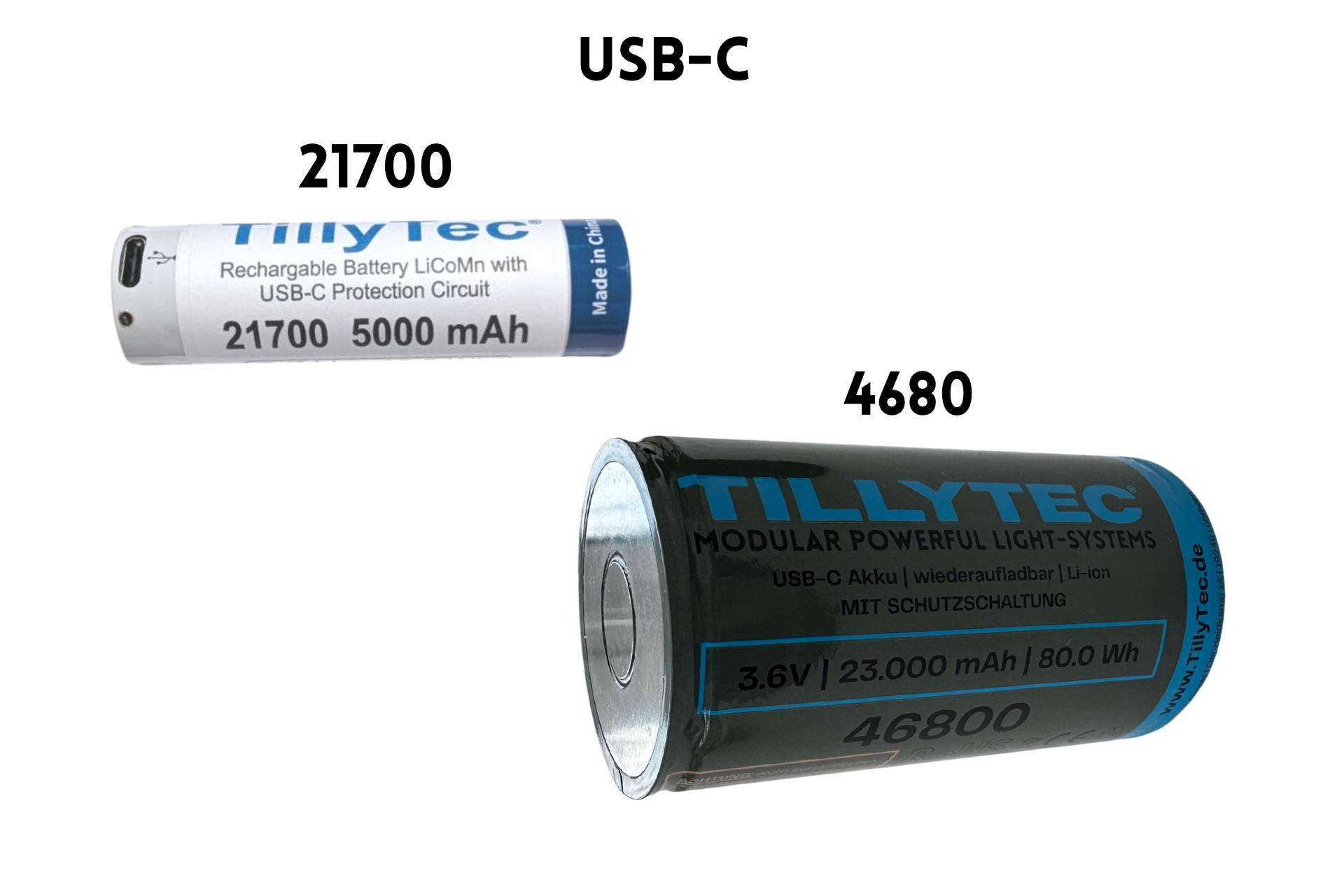 TillyTec® USB C battery 21700